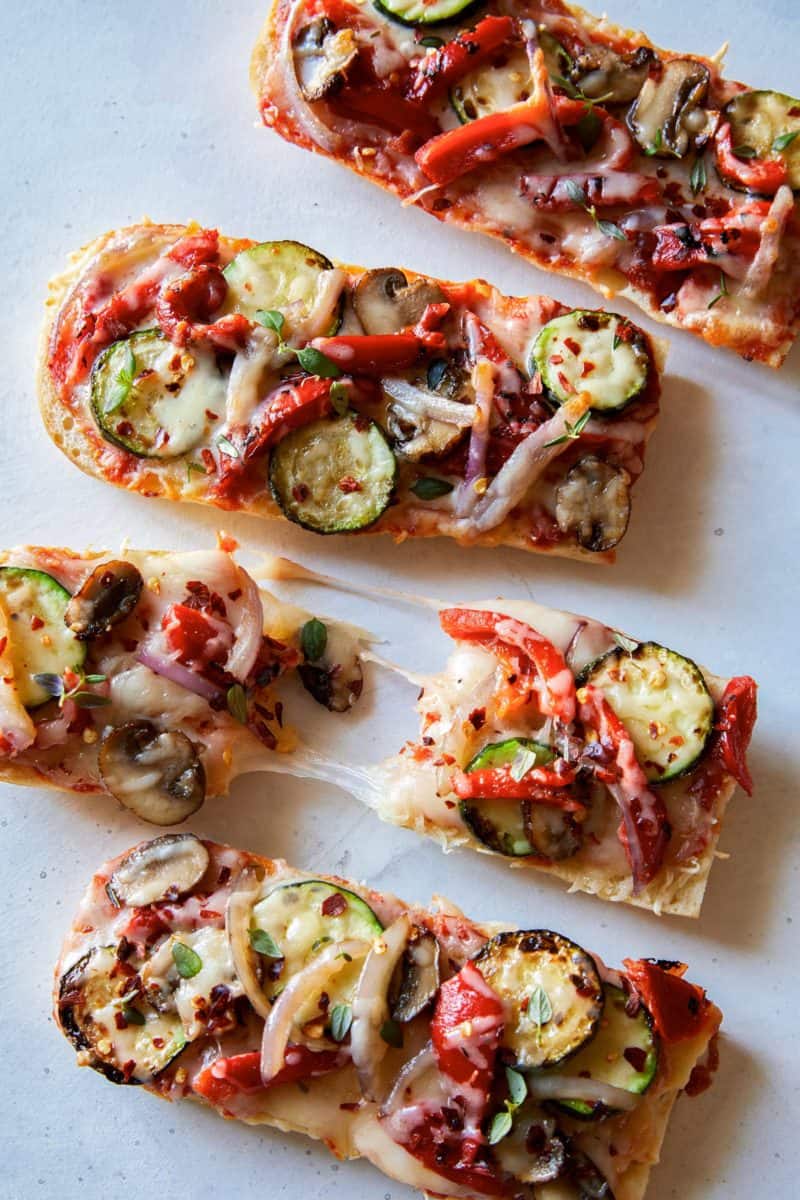 Loaded Vegetable Pizza Boats - Spoon Fork Bacon