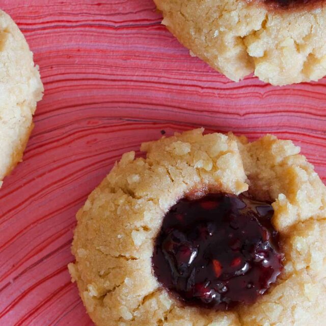 Peanut Butter & Jelly Potato Chip Thumbprint Cookies