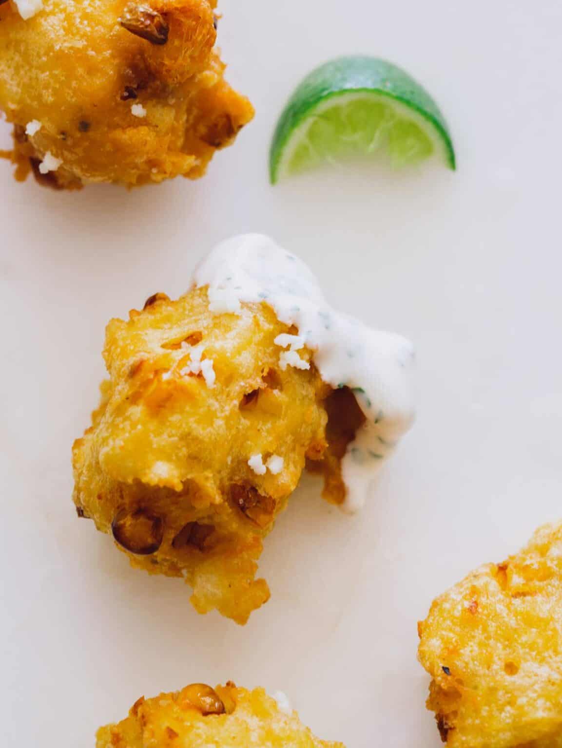 Elote Fritters | Appetizer recipe | Spoon Fork Bacon
