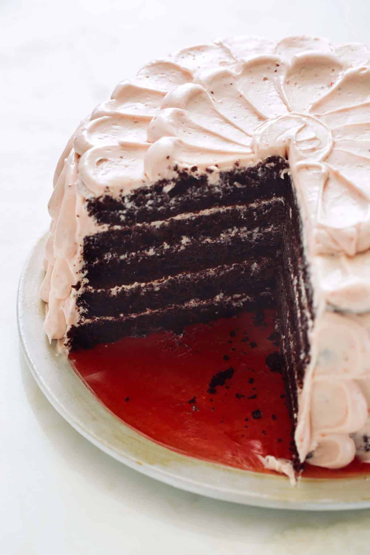 Devils Food Cake with Real Strawberry Frosting | Spoon Fork Bacon