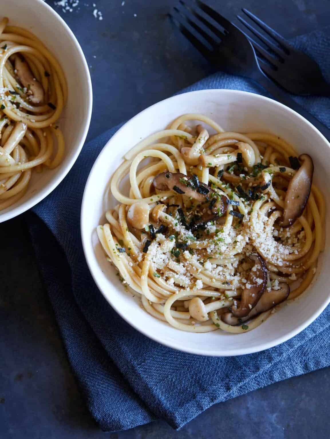 Wild Mushroom Wafu Pasta with a Soy Butter Sauce