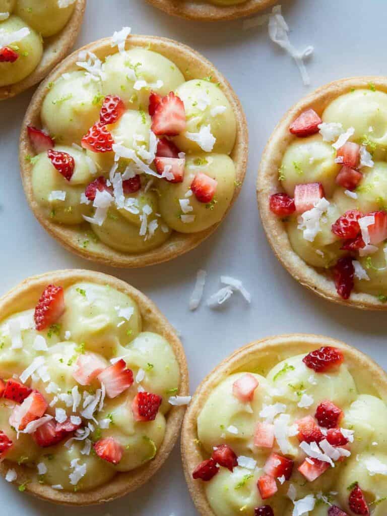 Mini Coconut-Lime Tarts with Sugar Soaked Strawberries