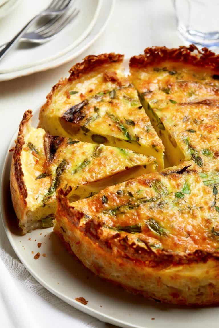 Spring Quiche with a Hash Brown Crust - Spoon Fork Bacon