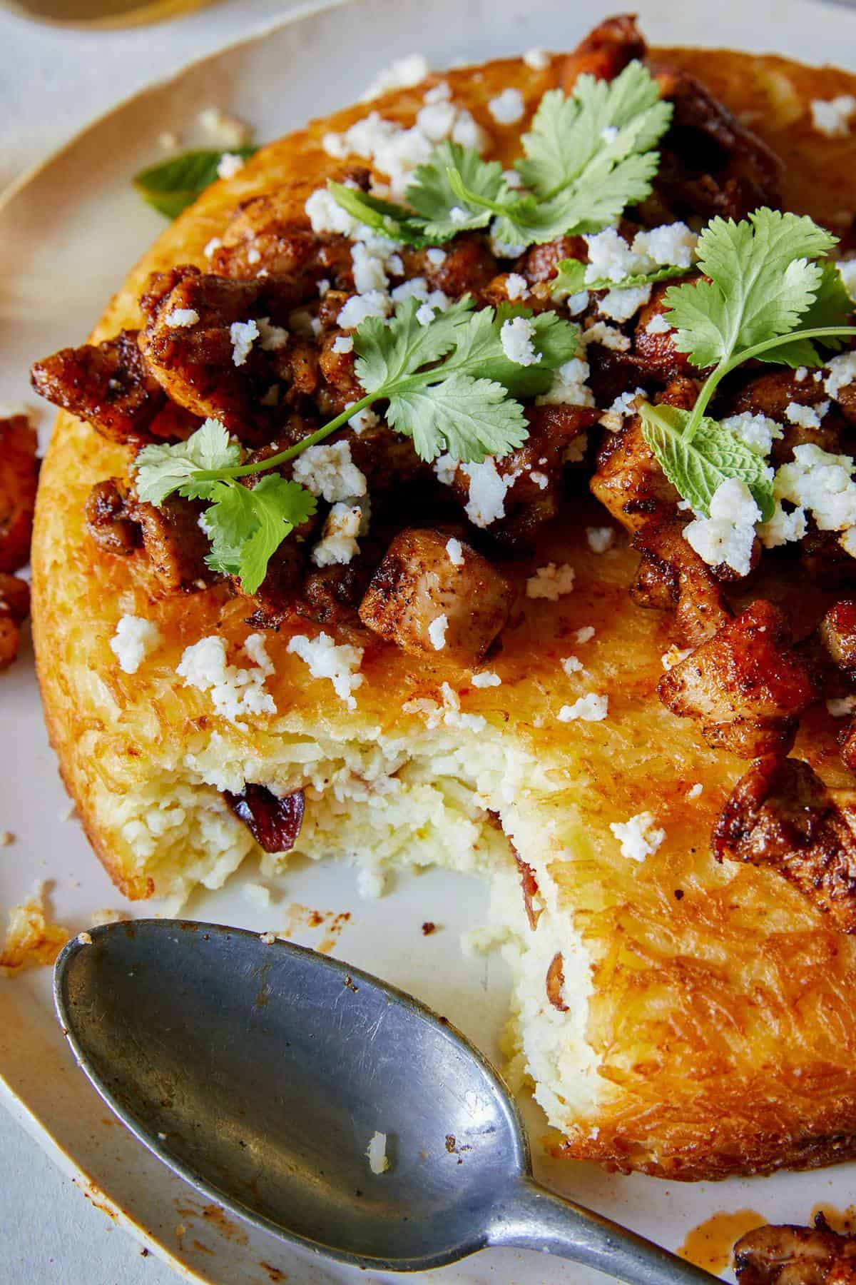 Spiced Chicken Topped Tahchin