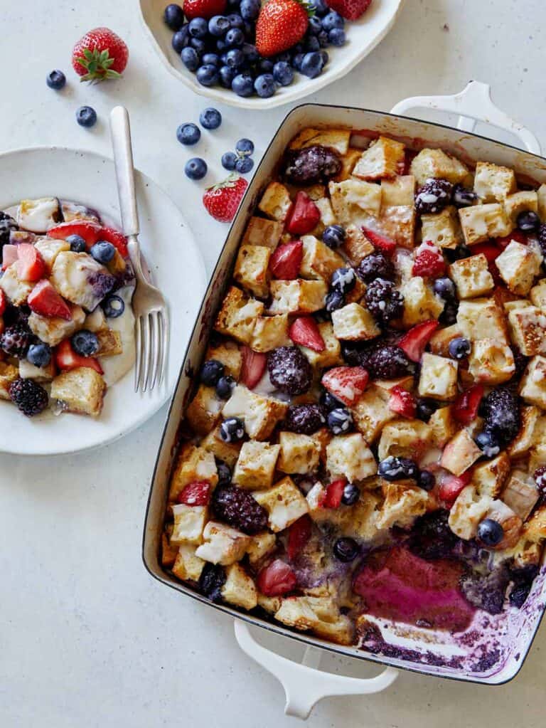 Triple Berry Bread Pudding Recipe - Spoon Fork Bacon