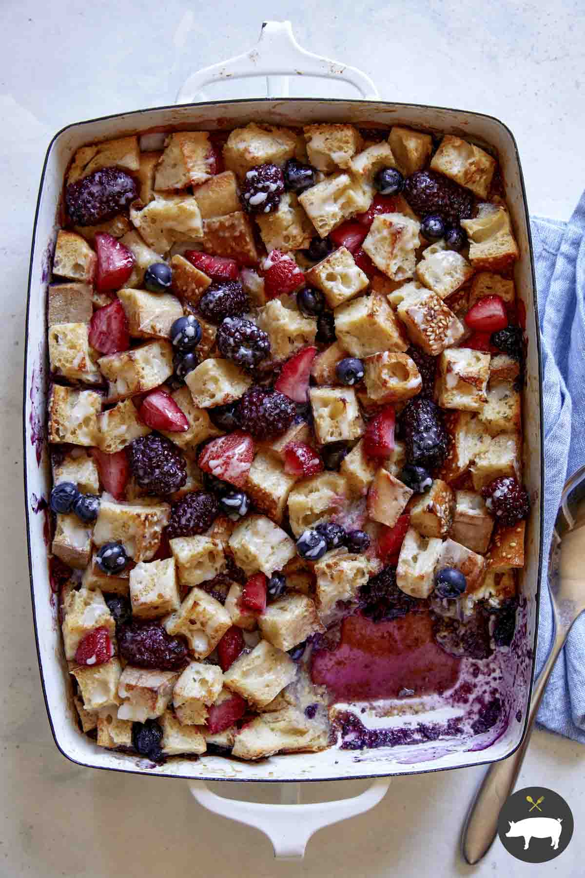 Triple Berry Bread Pudding Recipe - Spoon Fork Bacon