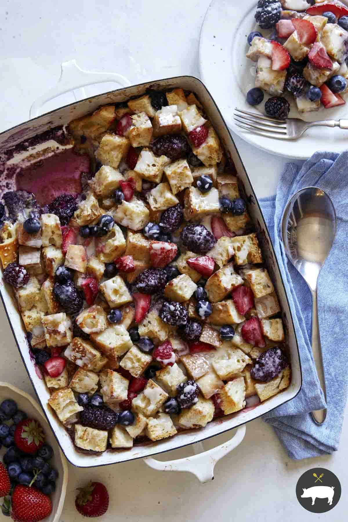 Triple Berry Bread Pudding Recipe - Spoon Fork Bacon