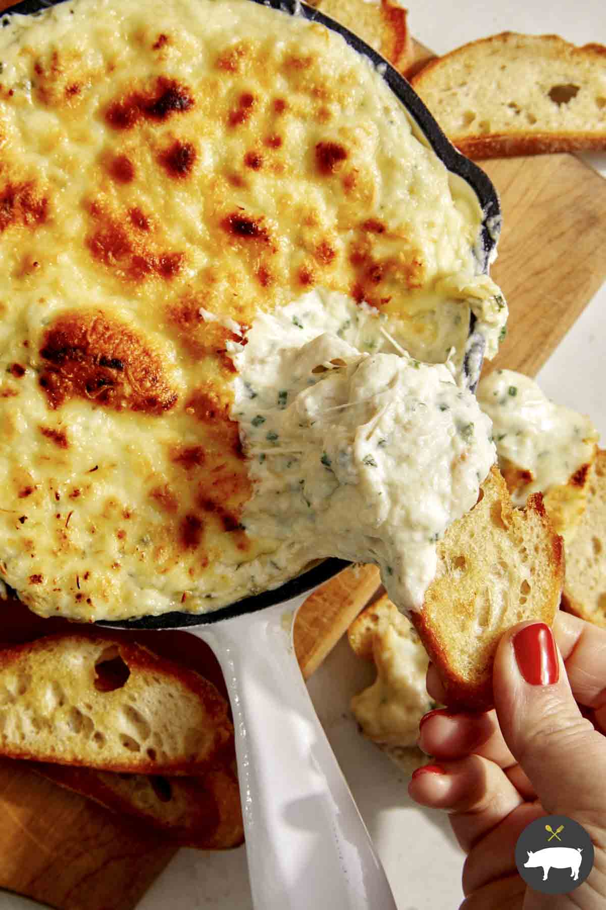 Baked Garlic Bread Dip - Spoon Fork Bacon