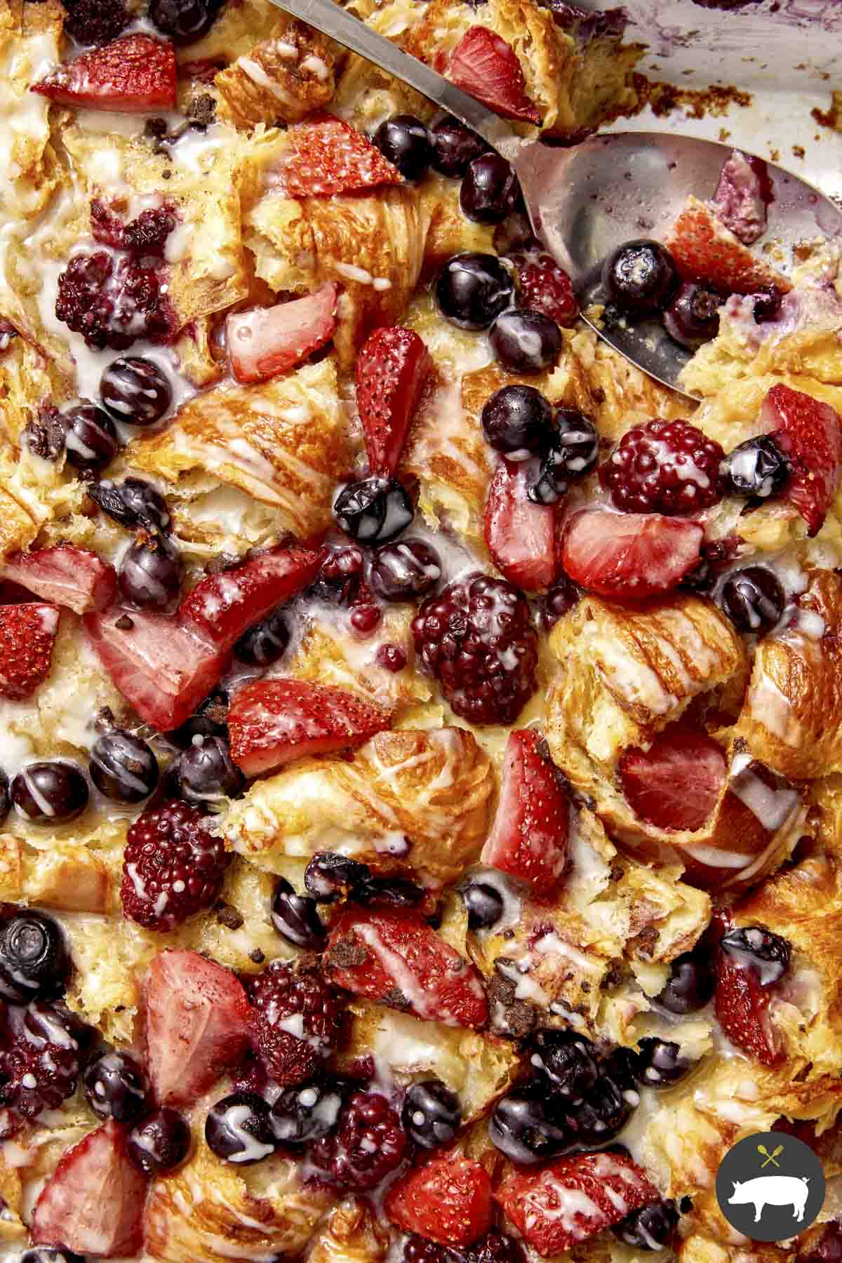 Triple Berry Bread Pudding Recipe - Spoon Fork Bacon