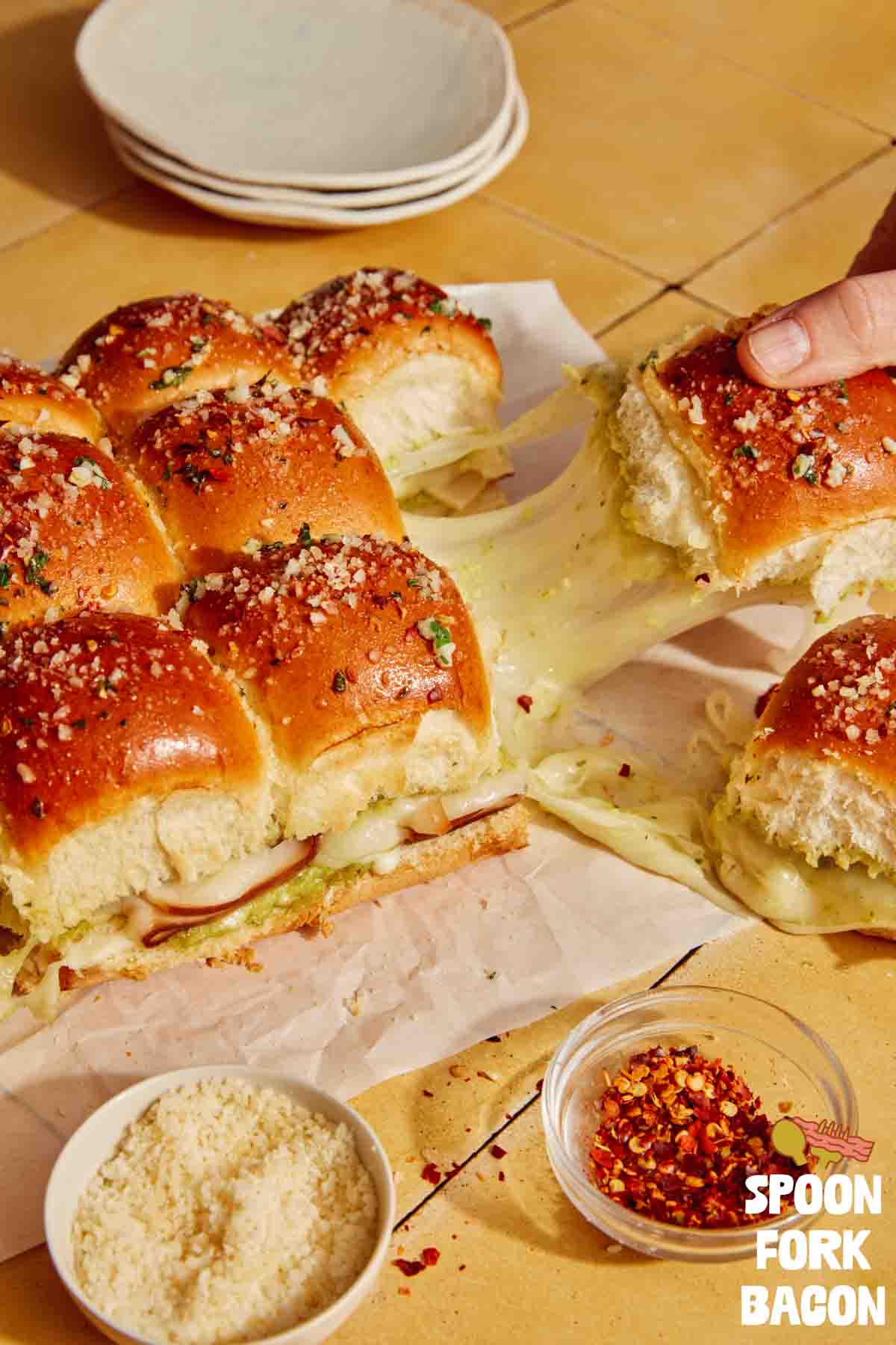 Hawaiian Roll Sliders (with Turkey and Pesto) - Spoon Fork Bacon